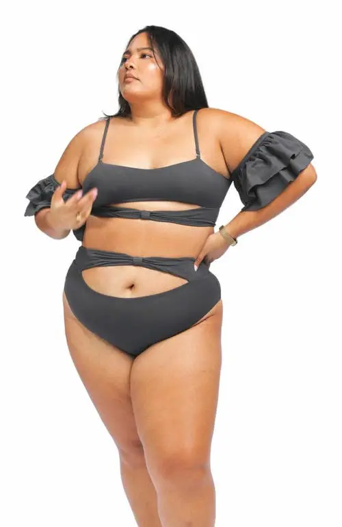 MARY MERCEDES Ty Bikini Bottom - Charcoal Grey