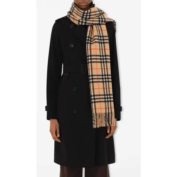 Burberry Megacheck Cashmere Scarf - Sand