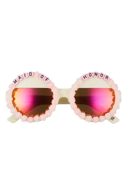 RAD + REFINED Maid Of Honor Round Frame Sunglasses - Pink/ Orange Mirrored