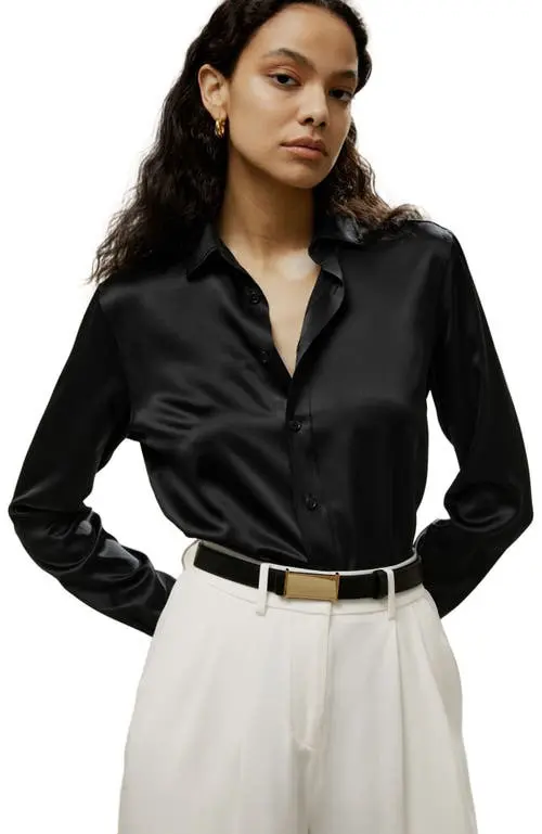 Lilysilk Tailored Button-down Silk Shirt - Black