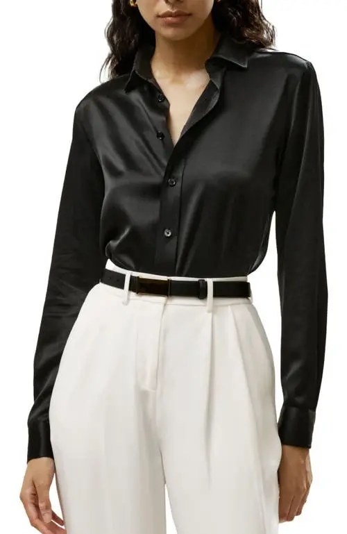 Lilysilk Tailored Button-down Silk Shirt - Black