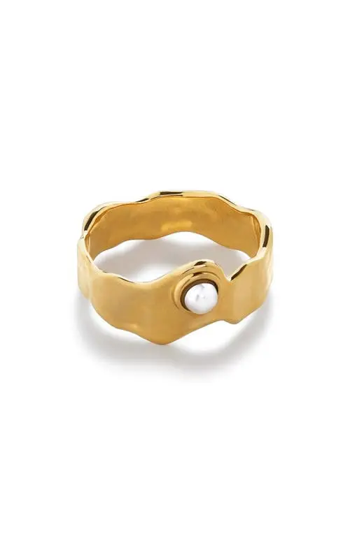 Monica Vinader Capri Freshwater Pearl Ring - 18ct Gold Vermeil / Pearl