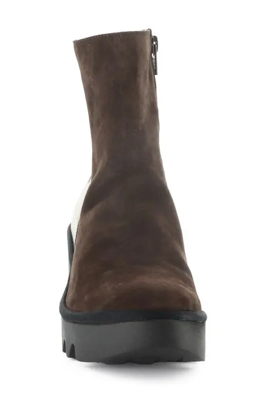 Fly London Baan Platform Wedge Bootie - Expresso/gold