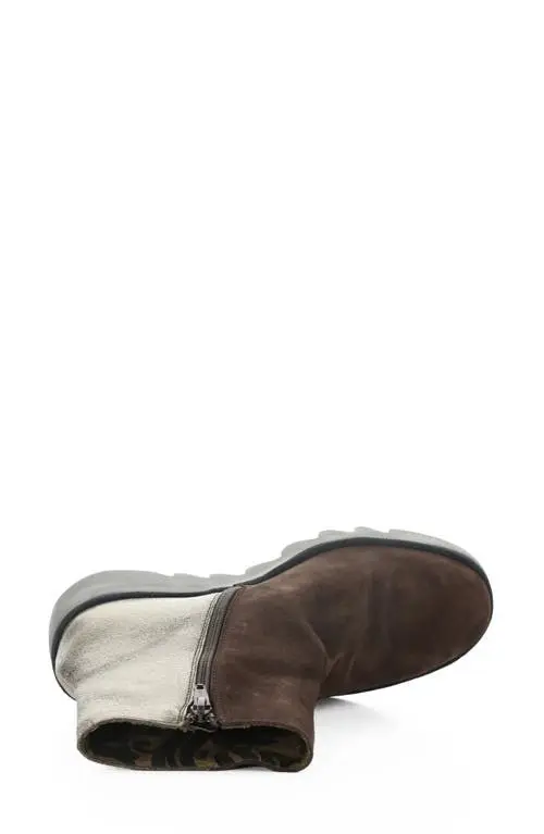 Fly London Baan Platform Wedge Bootie - Expresso/gold
