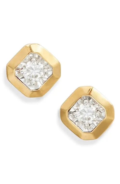 Monica Vinader Lab Grown Diamond Stud Earrings - 18ct Gold Vermeil/lab Dia