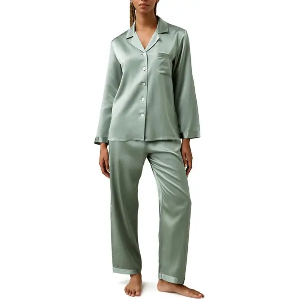 Lilysilk Full Length Silk Pajamas Set - Avocado Green