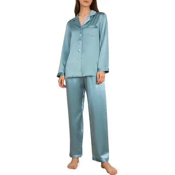 Lilysilk Full Length Silk Pajamas Set - Blue Haze