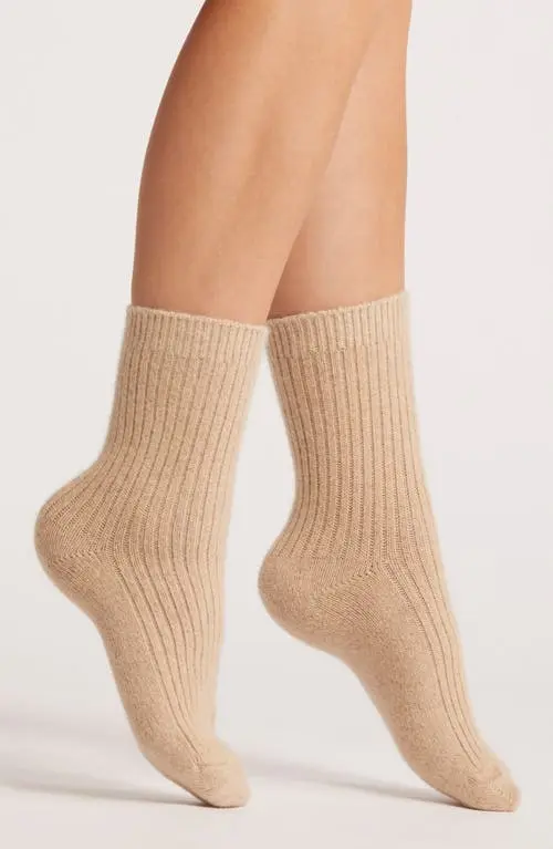 HIGH HEEL JUNGLE Cashmere Blend Crew Socks - Latte