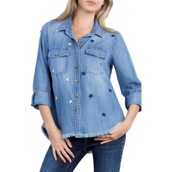 BILLY T Embroidered Star Button-up Shirt