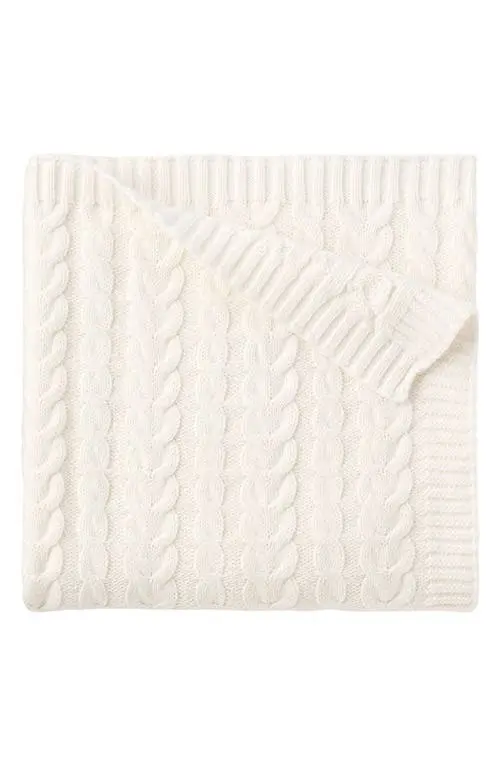 ELEGANT BABY Horseshoe Cable Knit Cotton Blanket - White