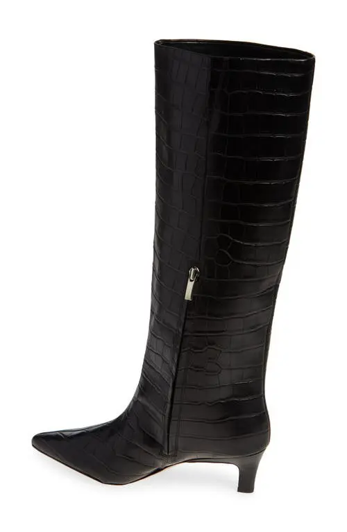 Nordstrom Dauphine Kitten Heel Knee High Boots - Black Croco