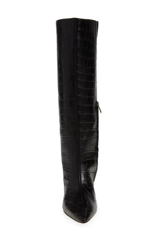 Nordstrom Dauphine Kitten Heel Knee High Boots - Black Croco