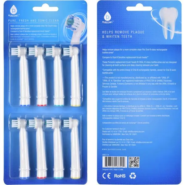 PURSONIC 8 Pack Power Sensitive Replacement Brush Heads For Oral-b - Multicolor