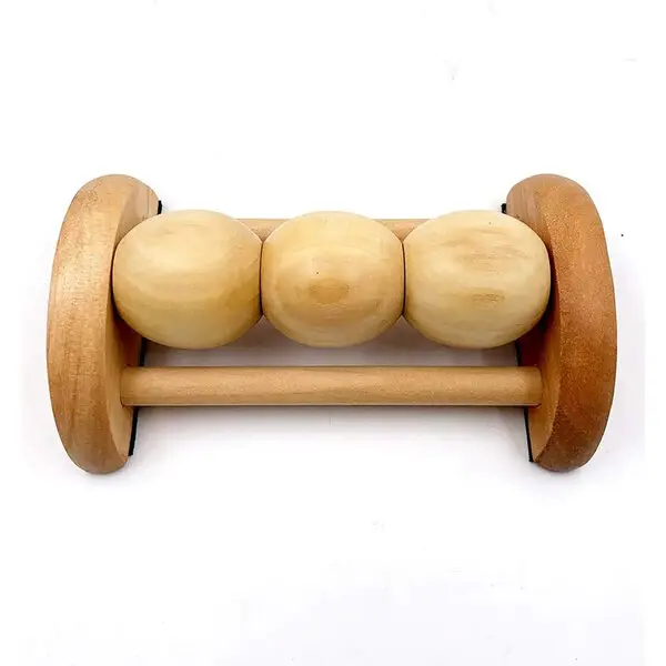 PURSONIC All Natural Wooden Foot Massager Roller - Beige