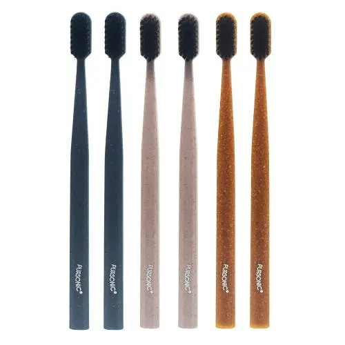 PURSONIC 100% Eco-friendly Cedarwood Toothbrushes - Multicolor