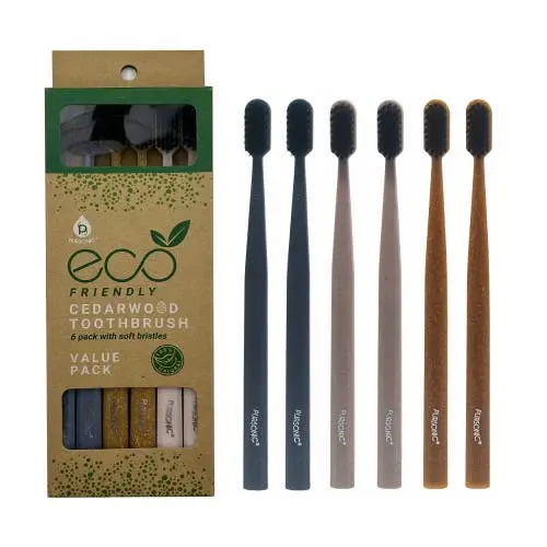 PURSONIC 100% Eco-friendly Cedarwood Toothbrushes - Multicolor
