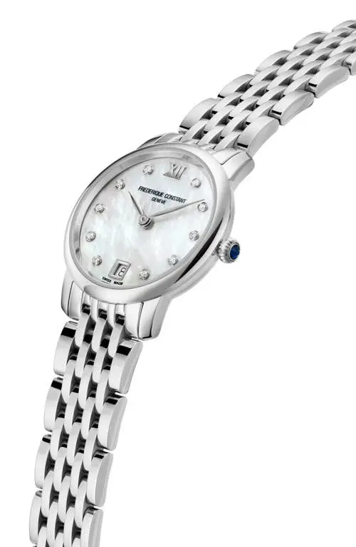 FREDERIQUE CONSTANT Slimline Bracelet Watch With Diamonds And Mother-of-pearl Dial - Silver-tone