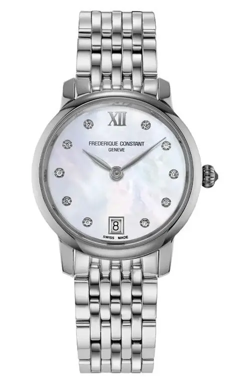 FREDERIQUE CONSTANT Slimline Diamond Bracelet Watch - Silverone