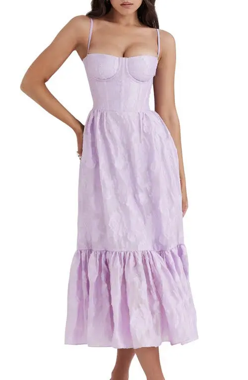 House Of Cb Mira Organza Corset Midi Dress - Pastel Lilac