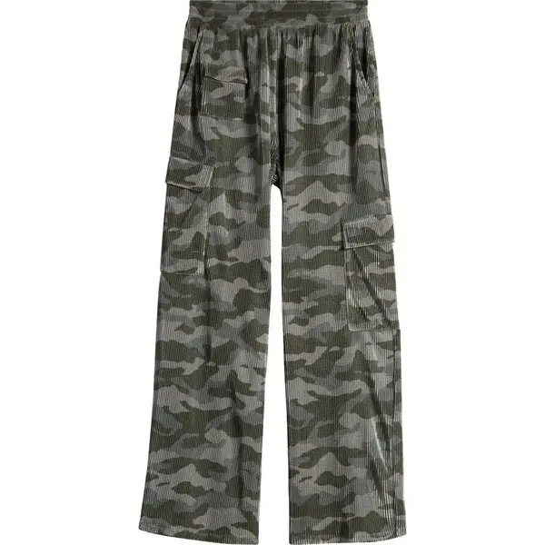 LOVE, FIRE Pleated Cargo Pants - Olive Camo