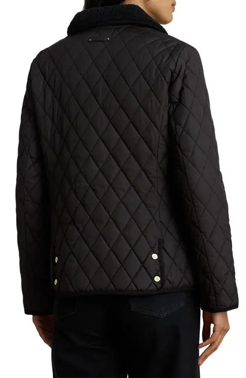 Ralph Lauren Quilted Jacket With Faux Shearling Collar - Black