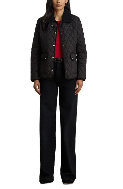 Ralph Lauren Quilted Jacket With Faux Shearling Collar - Black