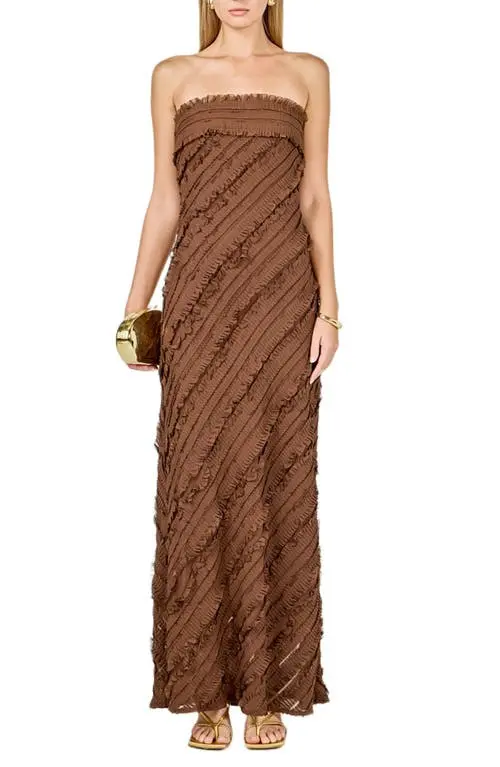 Endless Rose Ruffle Strapless Maxi Dress - Chocolate