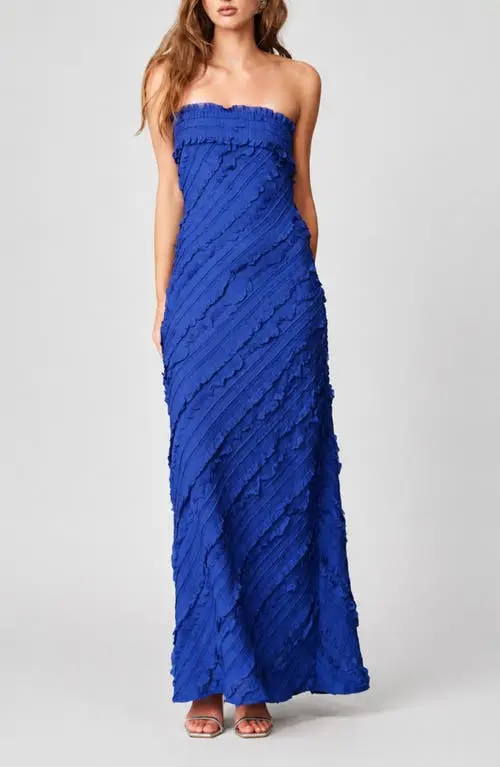 Endless Rose Ruffle Strapless Maxi Dress - Cobalt