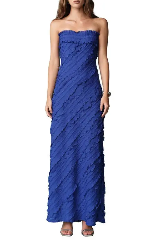 Endless Rose Ruffle Strapless Maxi Dress - Cobalt