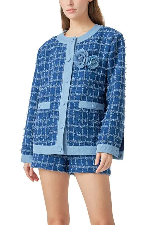 Endless Rose Tweed Jacket - Denim