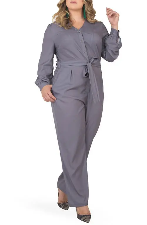 STANDARDS & PRACTICES Long Sleeve Belted Jumpsuit