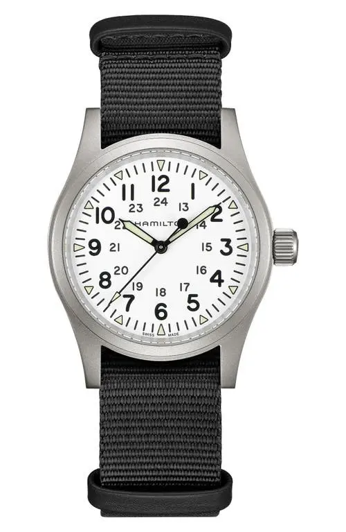 Hamilton Khaki Field Mechanical Strap Watch - White