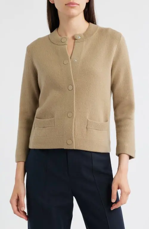 Vince Shrunken Wool & Cashmere Snap Cardigan - Fawn