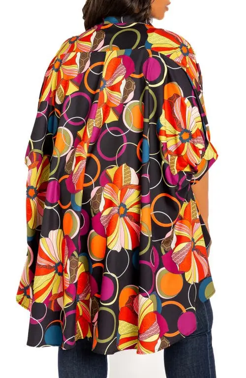BUXOM COUTURE Mixed Geo Print High-low Shirt - Black Multi