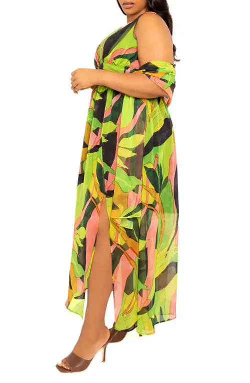 BUXOM COUTURE Abstract Print Maxi Dress