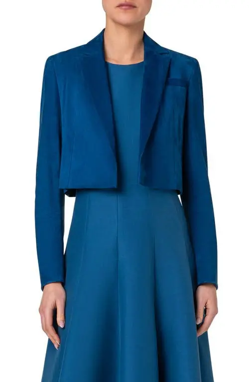 Akris Gian Suede Crop Jacket - Medium Denim