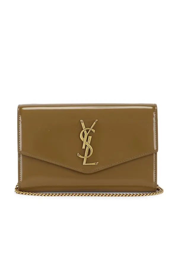 Saint Laurent Wallet On Chain In Tan - Cardamon Seed