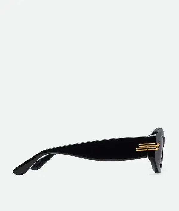 Bottega Veneta Mitre Oval Sunglasses - Black/grey