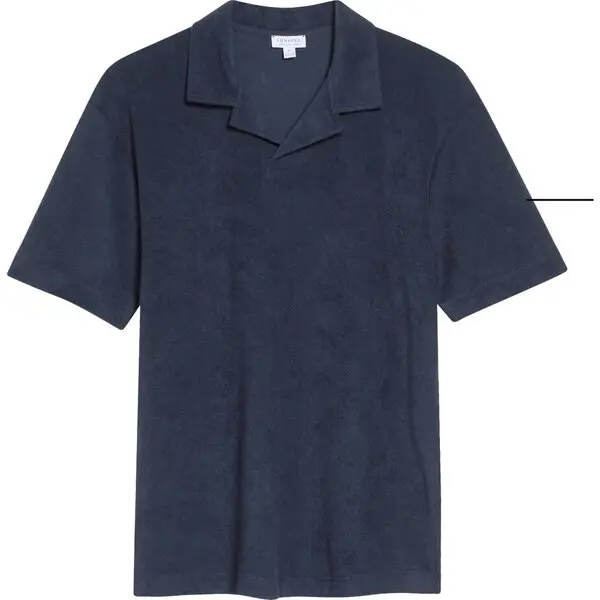 Sunspel Cotton Terry Cloth Polo - Navy