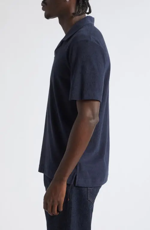 Sunspel Cotton Terry Cloth Polo - Navy