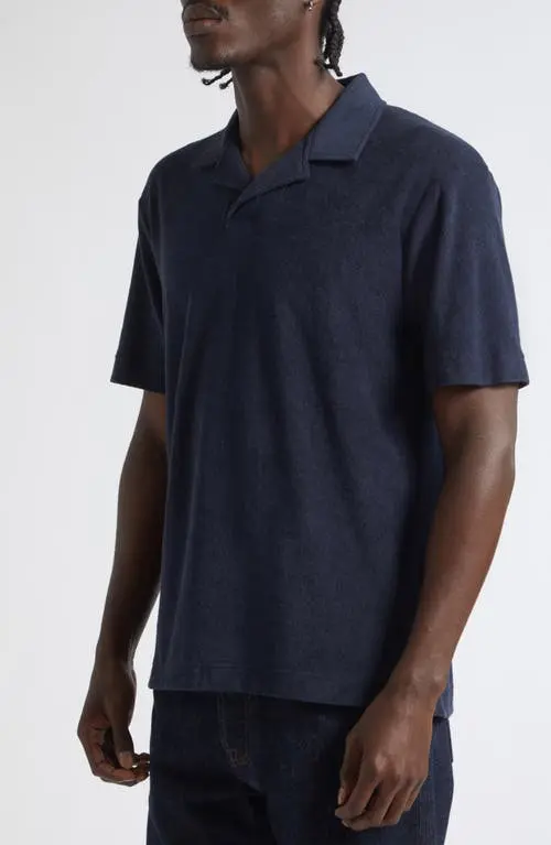 Sunspel Cotton Terry Cloth Polo - Navy
