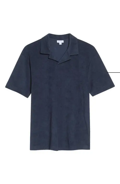 Sunspel Cotton Terry Cloth Polo - Navy