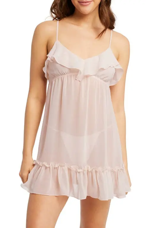 Rya Collection Love Joy Babydoll Chiffon Chemise & Thong - Blush