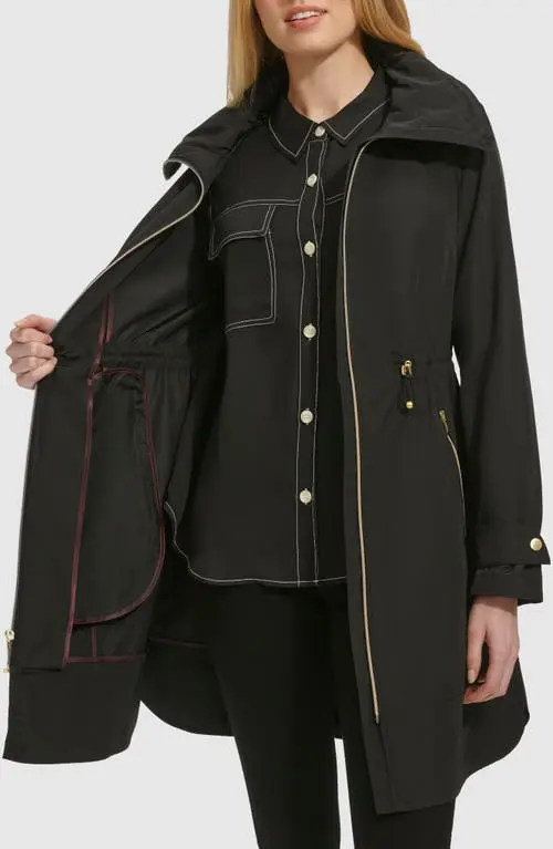 Cole Haan Travel Packable Hooded Rain Jacket - Black