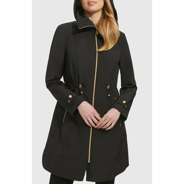 Cole Haan Travel Packable Hooded Rain Jacket - Black