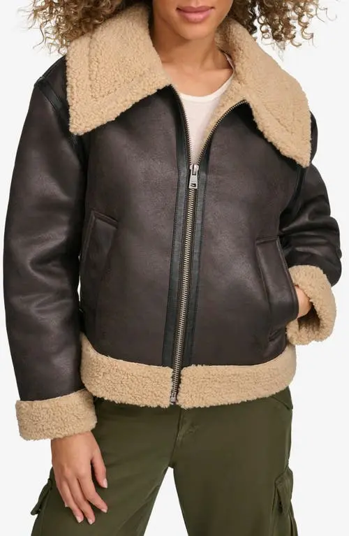 LEVI'S Faux Leather & Faux Shearling Bomber Jacket