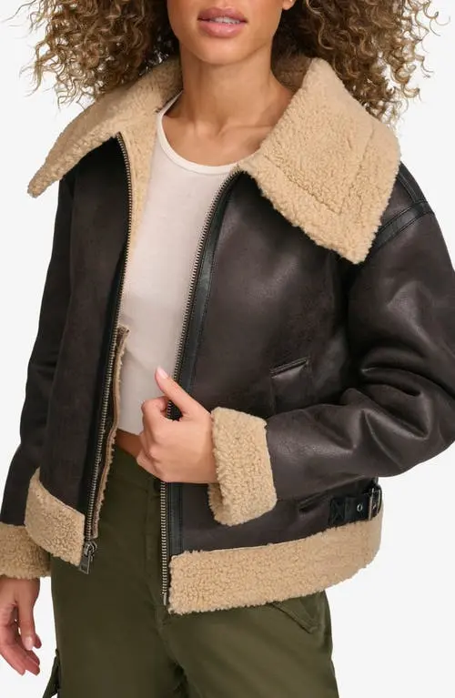 LEVI'S Faux Leather & Faux Shearling Bomber Jacket