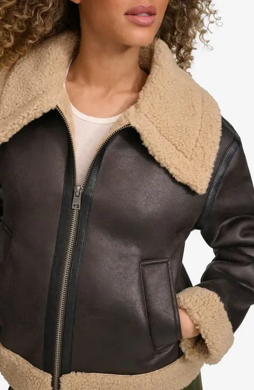 LEVI'S Faux Leather & Faux Shearling Bomber Jacket