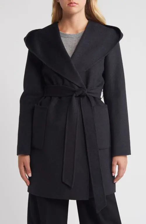 Bcbgmaxazria Hooded Wrap Coat - Charcoal
