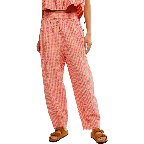 Free People Gingham High-waist Poplin Pants